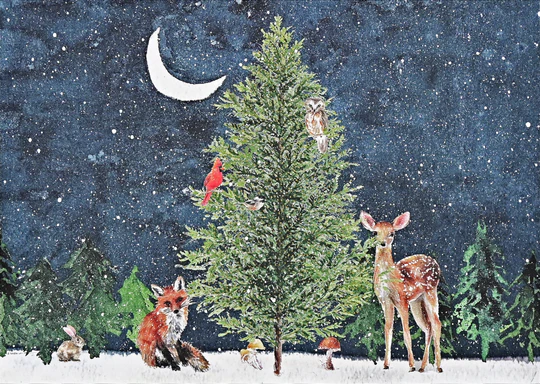 Moonlit Forest Friends Deluxe Boxed Holiday Cards – Fresh Finds Gifts